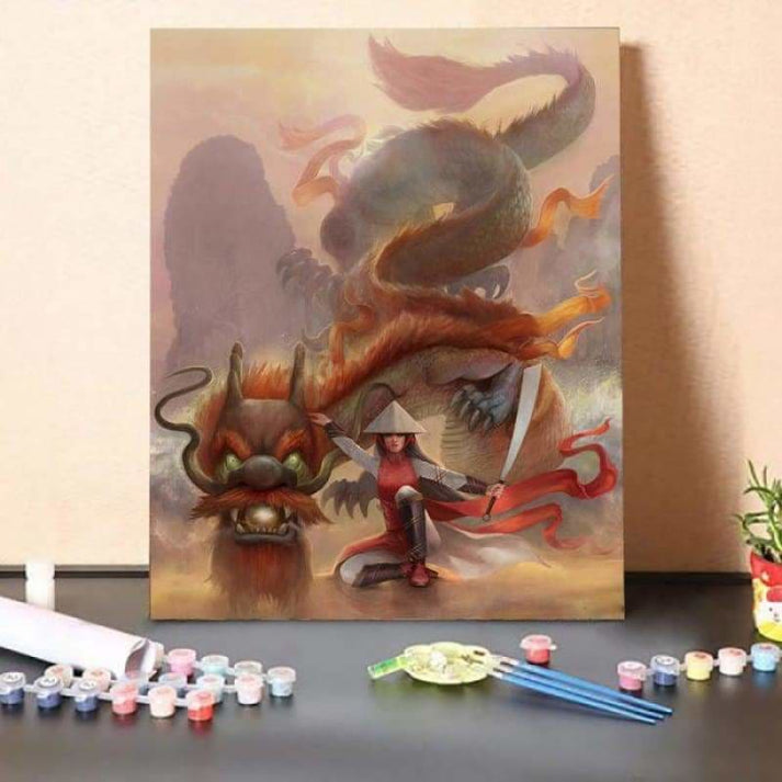 Paint by Numbers Kit-Dragon and Knight – Paint By Numbers Kits UK