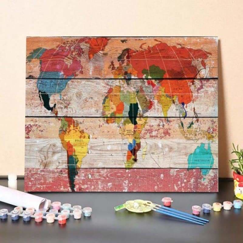 World Map – Paint By Numbers Kit – Paint By Numbers Kits UK